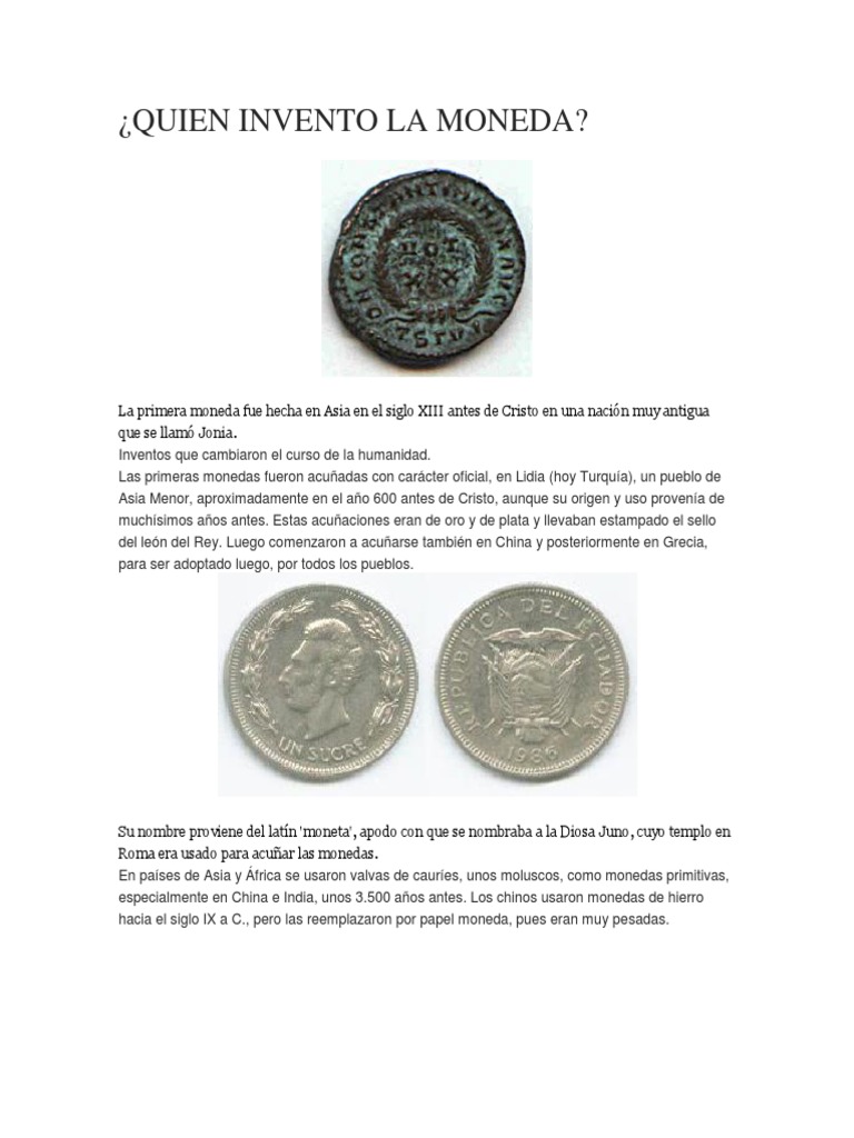 Quien Invento La Moneda | PDF | Monedas | Estándar dorado