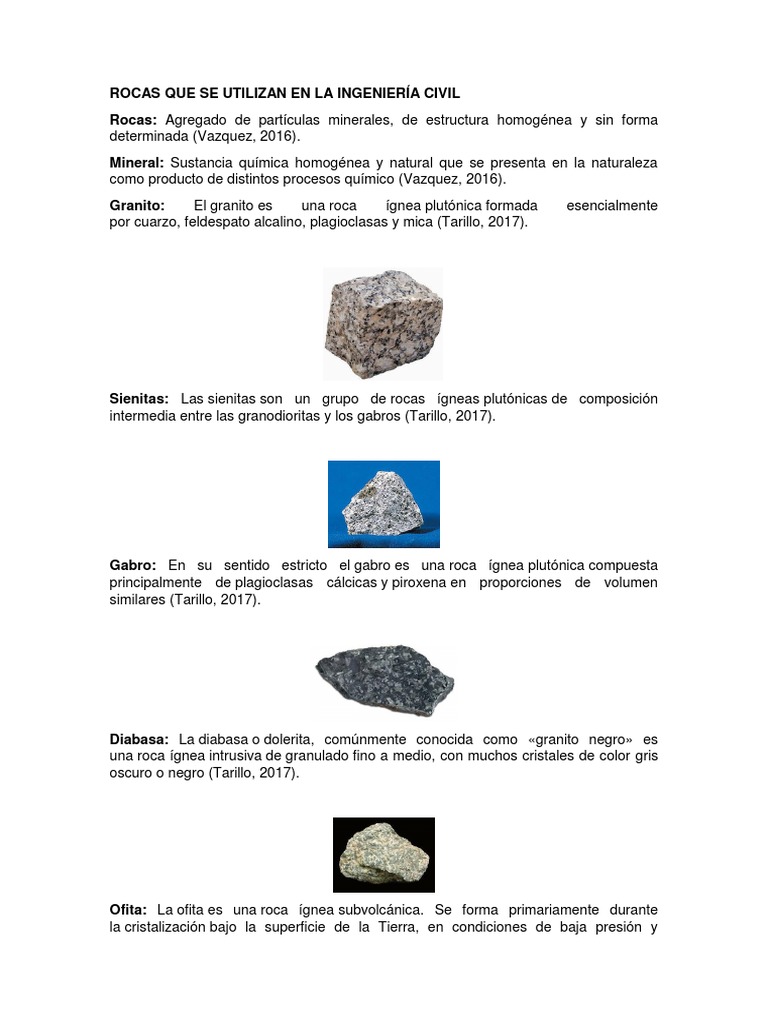 Rocas en Ingeniería Civil: Tipos y Usos | PDF | Roca (geología) | Roca ...