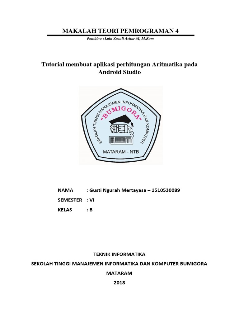 Makalah Tutorial Aritmatika Android | PDF