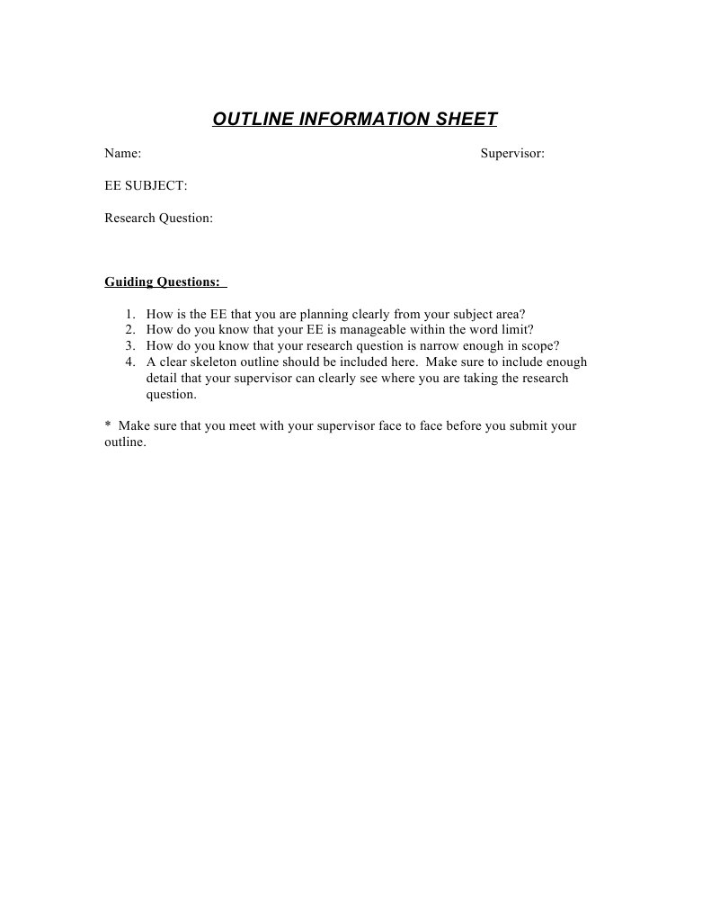 EE Outline Submission Guide | PDF | Inquiry | Psychological Concepts
