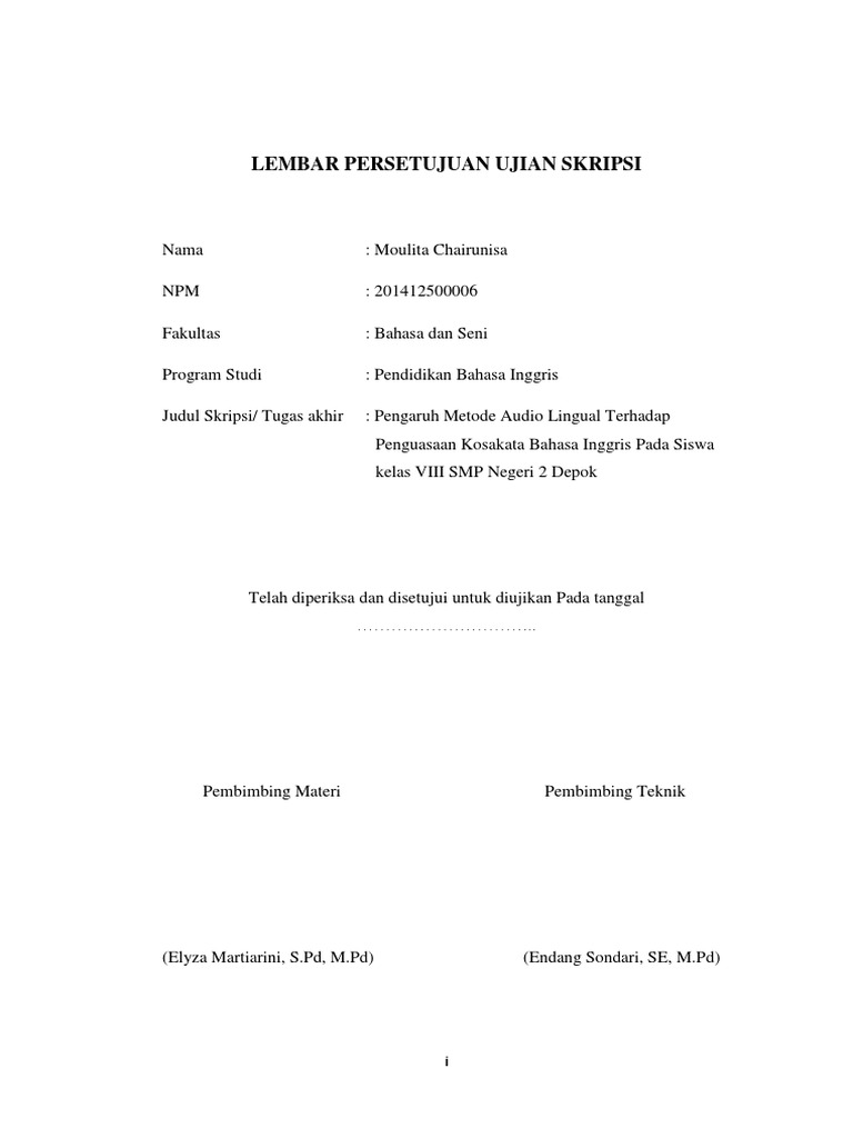 Halaman Awal Skripsi | PDF