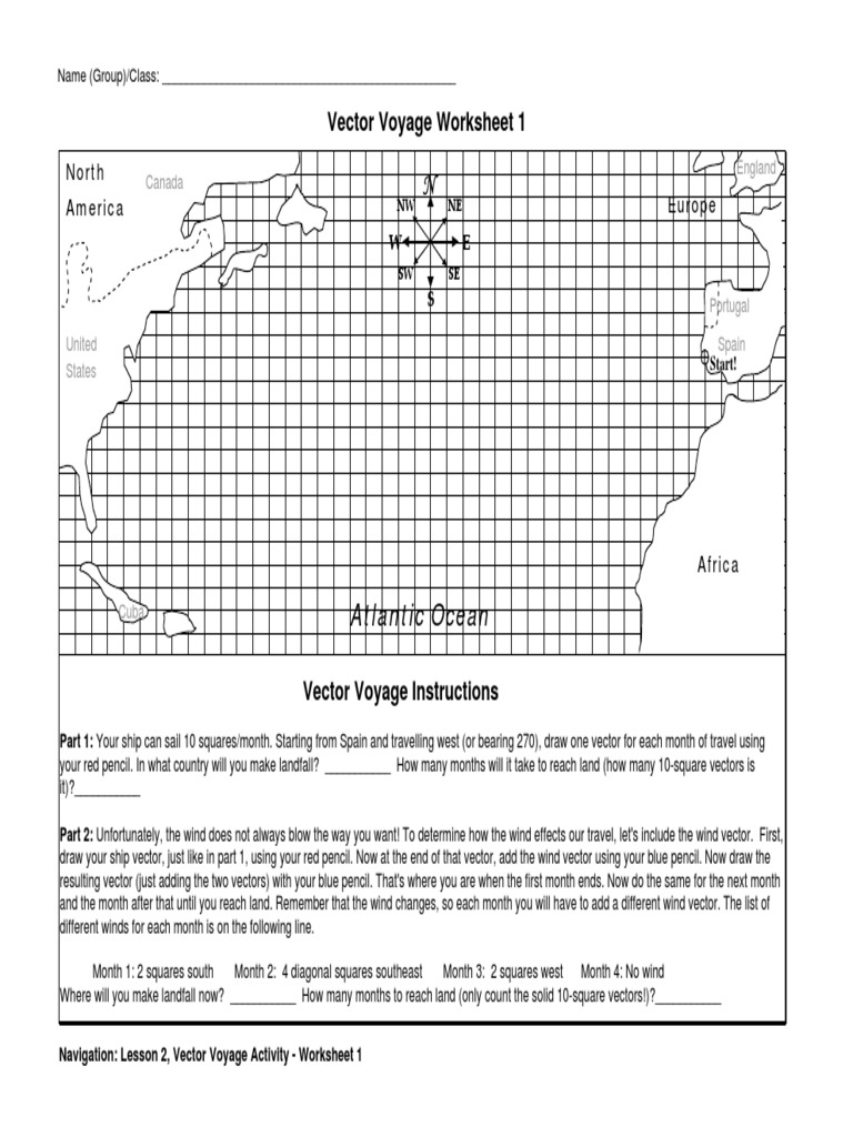 Cub Navigation Lesson02 Activity1 Worksheet Vector Voyage1 PDF | PDF ...