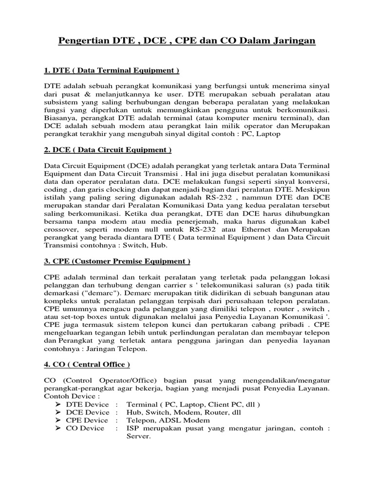 Pengertian DTE Dan DCE | PDF