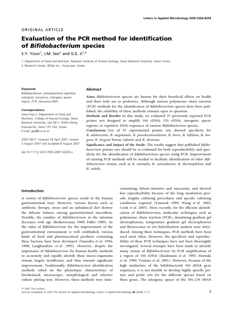 Evaluation of The PCR Method For Identification Bif | Download Free PDF ...
