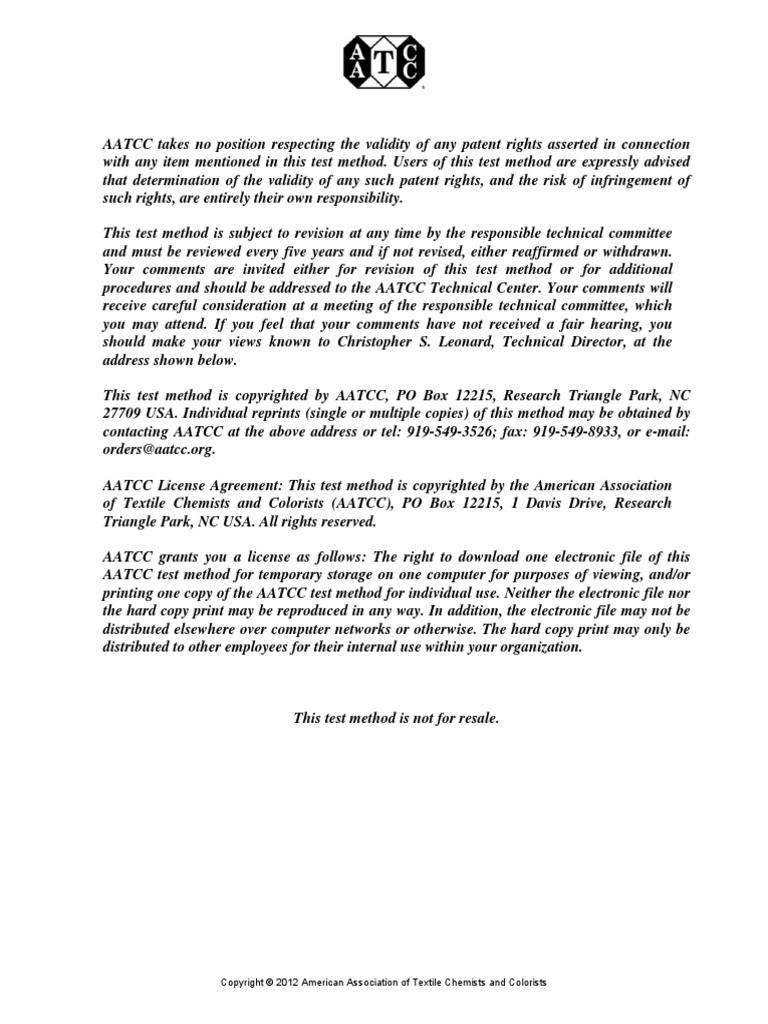 Aatcc TM008 | PDF | Textiles | Business