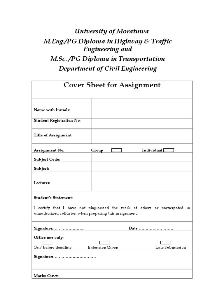 Civil Engineering Assignment Cover | PDF | Technology & Engineering
