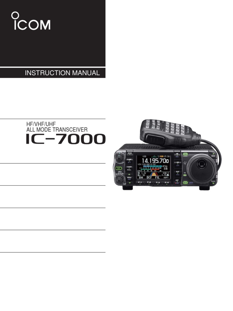 Manual Icom IC 7000 | PDF | Electrical Connector | Headphones