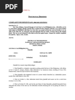 Sample Complaint For Replevin | PDF | Plaintiff | Complaint