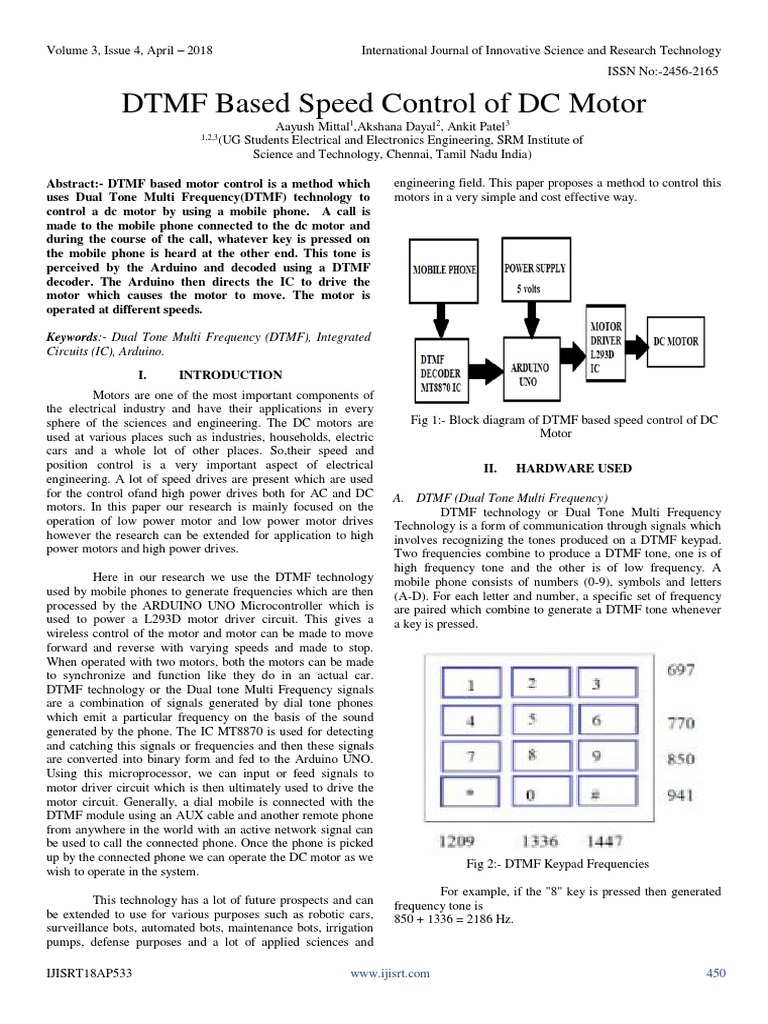 DTMF Motor Speed Control System | PDF | Telephone | Computer Engineering