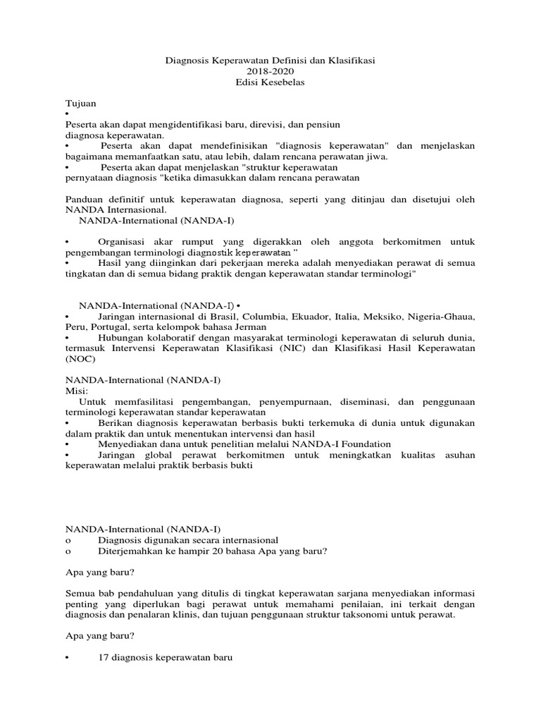 Pembaruan Diagnosis Keperawatan NANDA-I | PDF