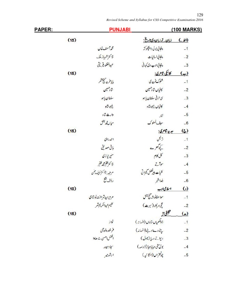 1 - Punjabi Syllabus | PDF