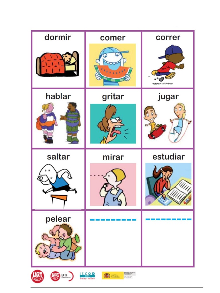Verbos en Infinitivo Tarjetas 40880