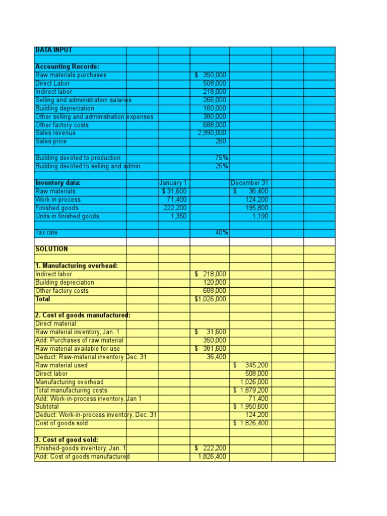 10E - Build A Spreadsheet 02-44 | PDF | Cost Of Goods Sold | Inventory