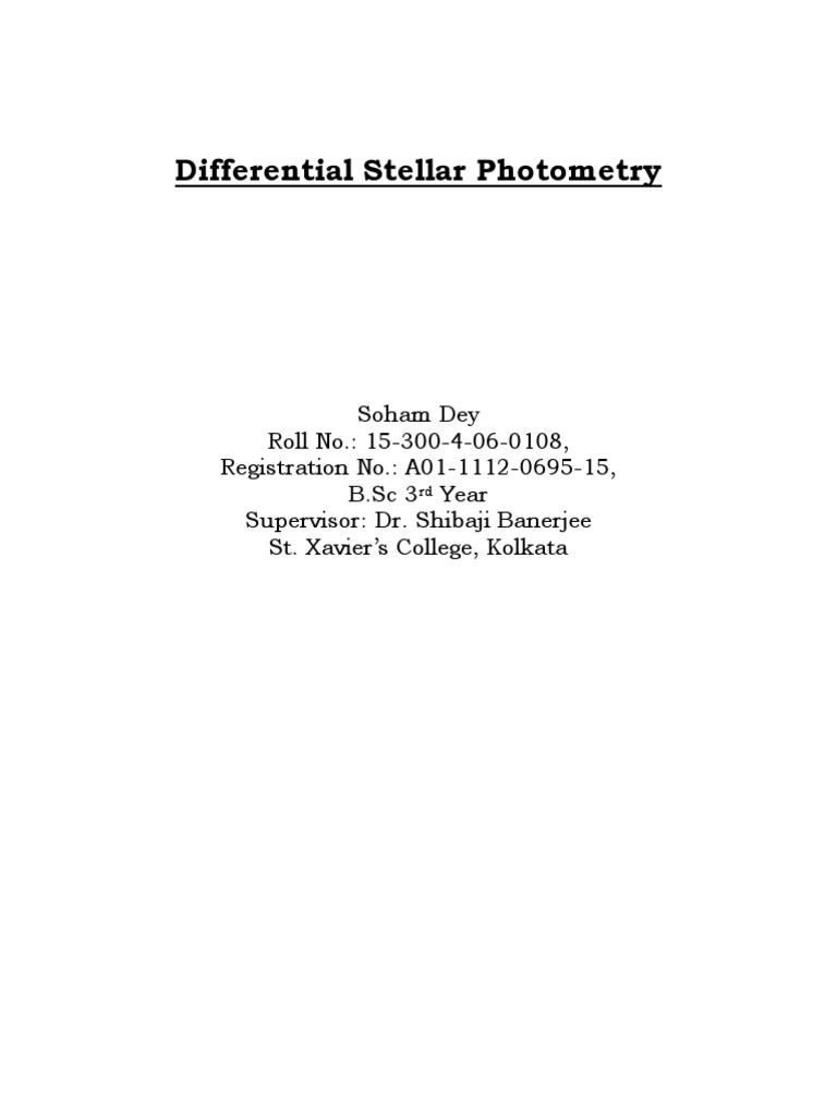 Differential Stellar Photometry | PDF