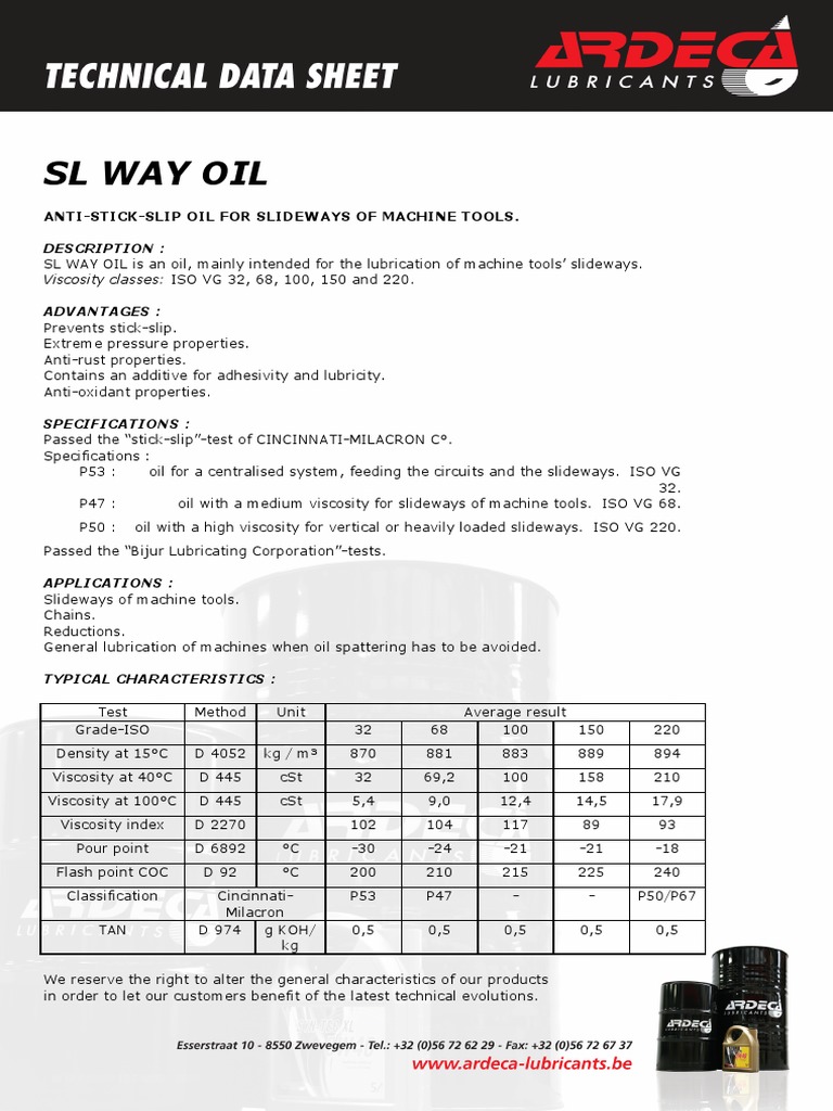 SL Way Oil for Machine Tool Slideways | PDF | Home & Garden