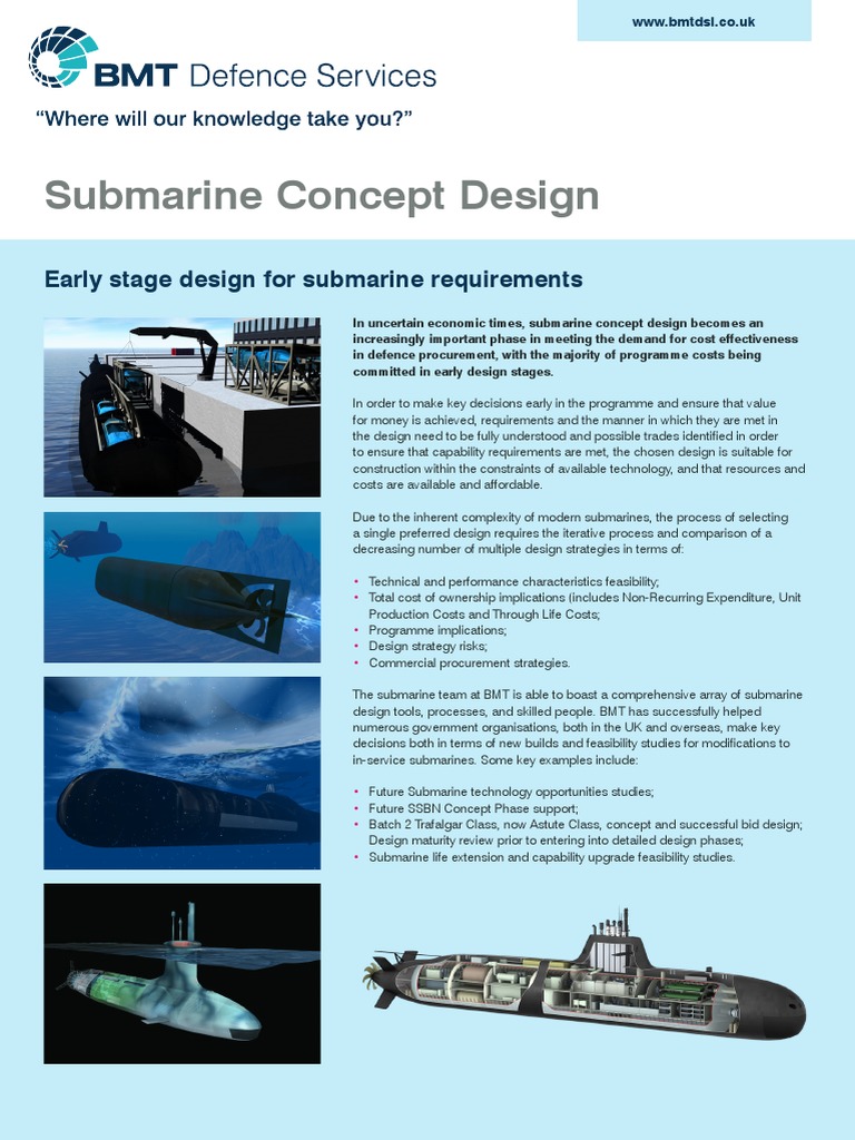 BMTDSL Submarine Concept Design Datasheet PDF | PDF | Design | Procurement