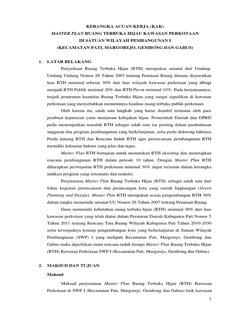 KAK Master Plan RTH | PDF