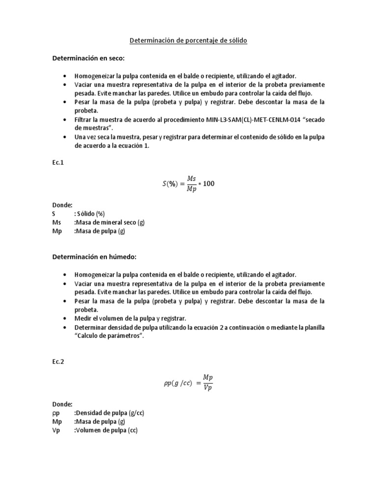 Determinación de Porcentaje de Sólido | PDF | Densidad | Física