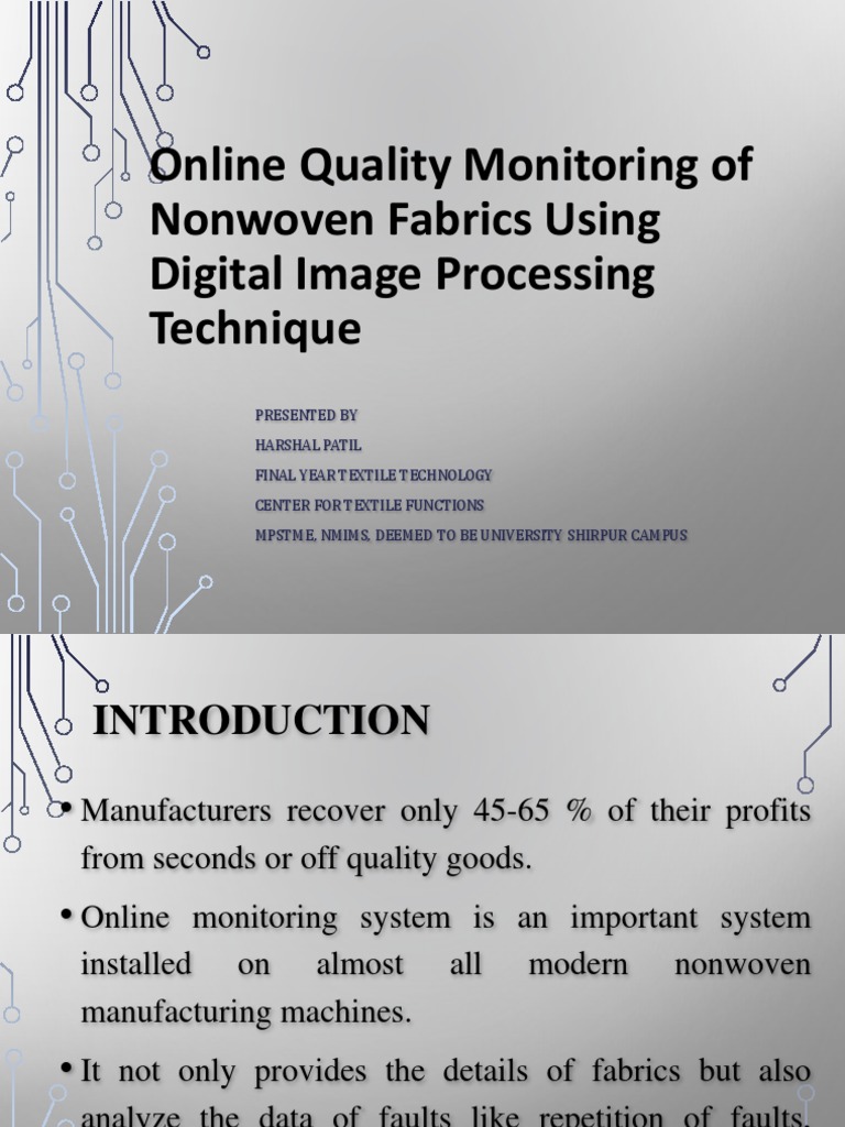 Online Quality Monitoring of Nonwoven Fabrics Using Digital Image Processing Technique | PDF ...