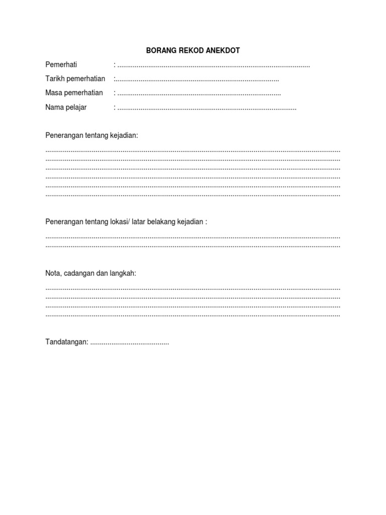 Borang Rekod Anekdot | PDF