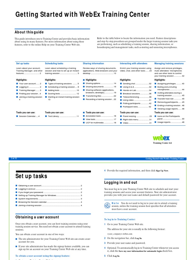 WebEx Getting Started Guide | PDF | Login | Microsoft Windows