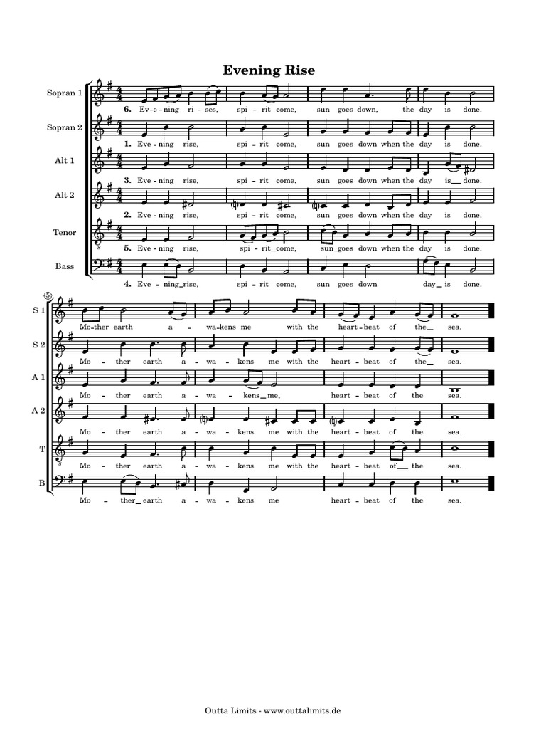 Evening Rise SSAATB PDF | PDF