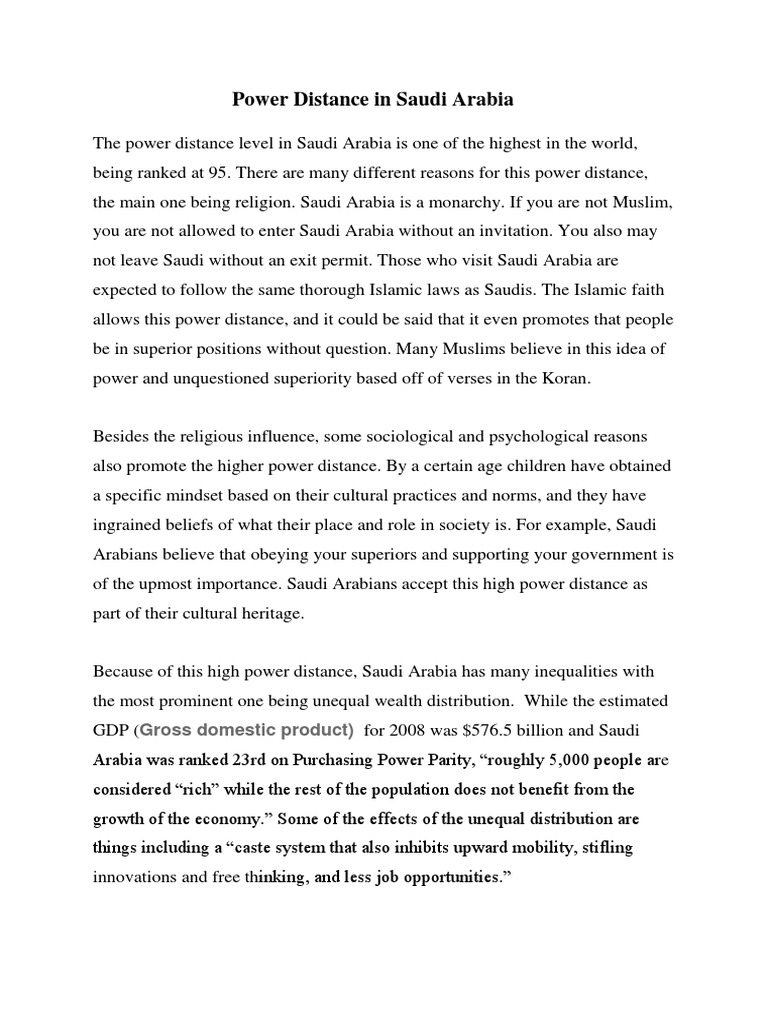 Power Distance in Saudi Arabia | PDF | Saudi Arabia | Individualism