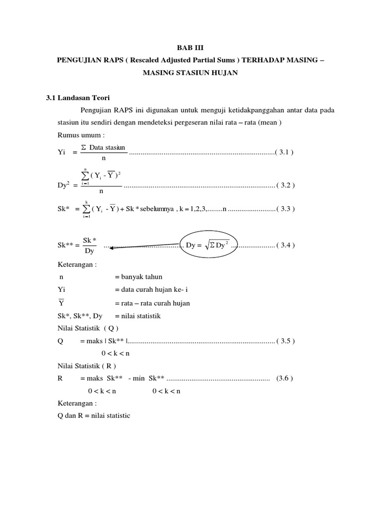 Bab Iii PENGUJIAN RAPS (Rescaled Adjusted Partial Sums) TERHADAP MASING ...