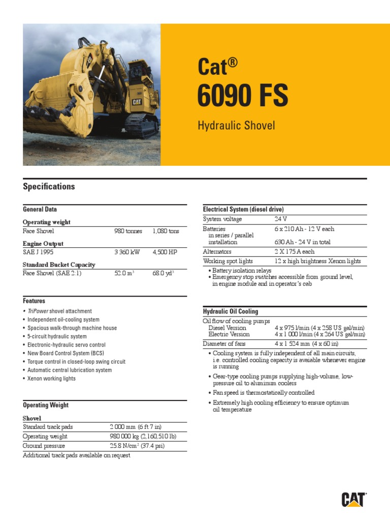 Hydraulic Showvls Cat 6090 Fs PDF | PDF | Horsepower | Engines