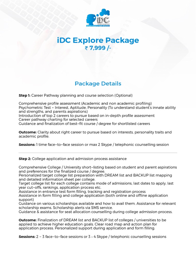 iDC Explore Package | PDF | University And College Admission | Behavior ...