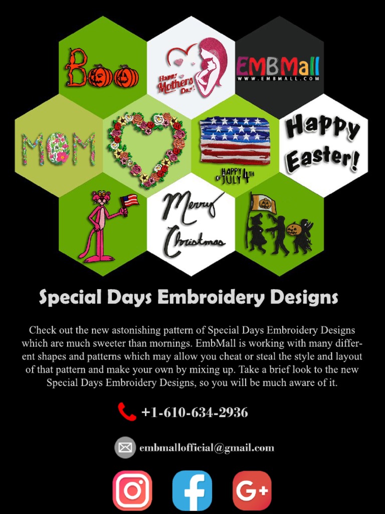 Special Days Embroidery Designs Showcase | PDF