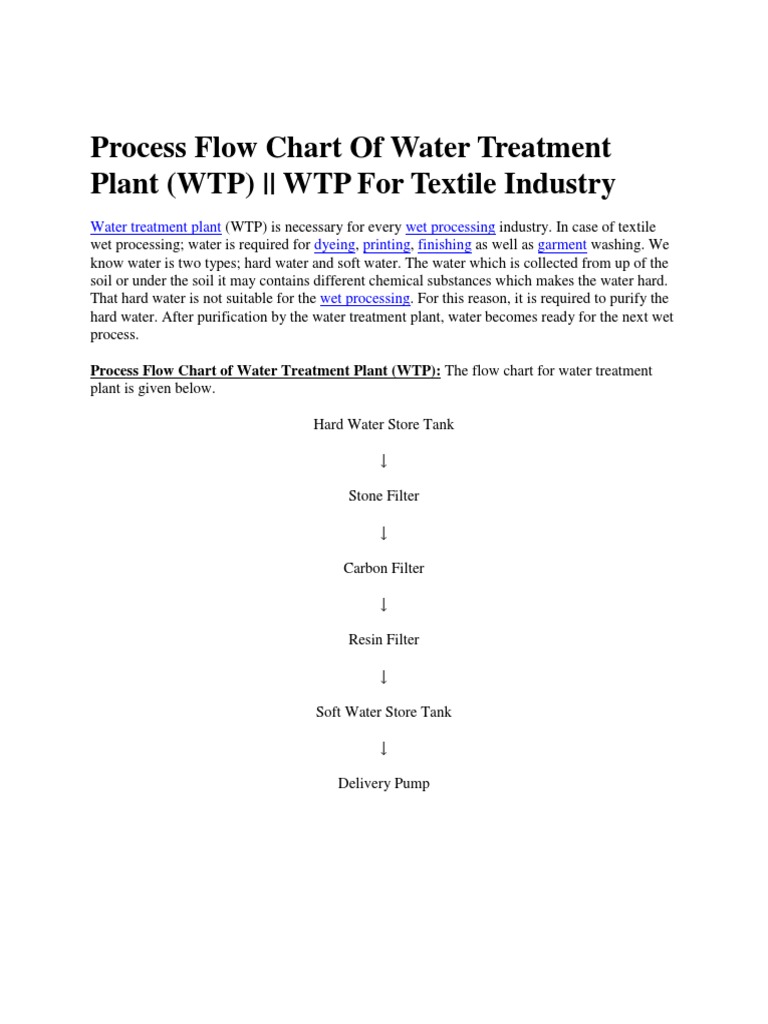 Process Flow Chart of Water Treatment Plant | Water Purification ...