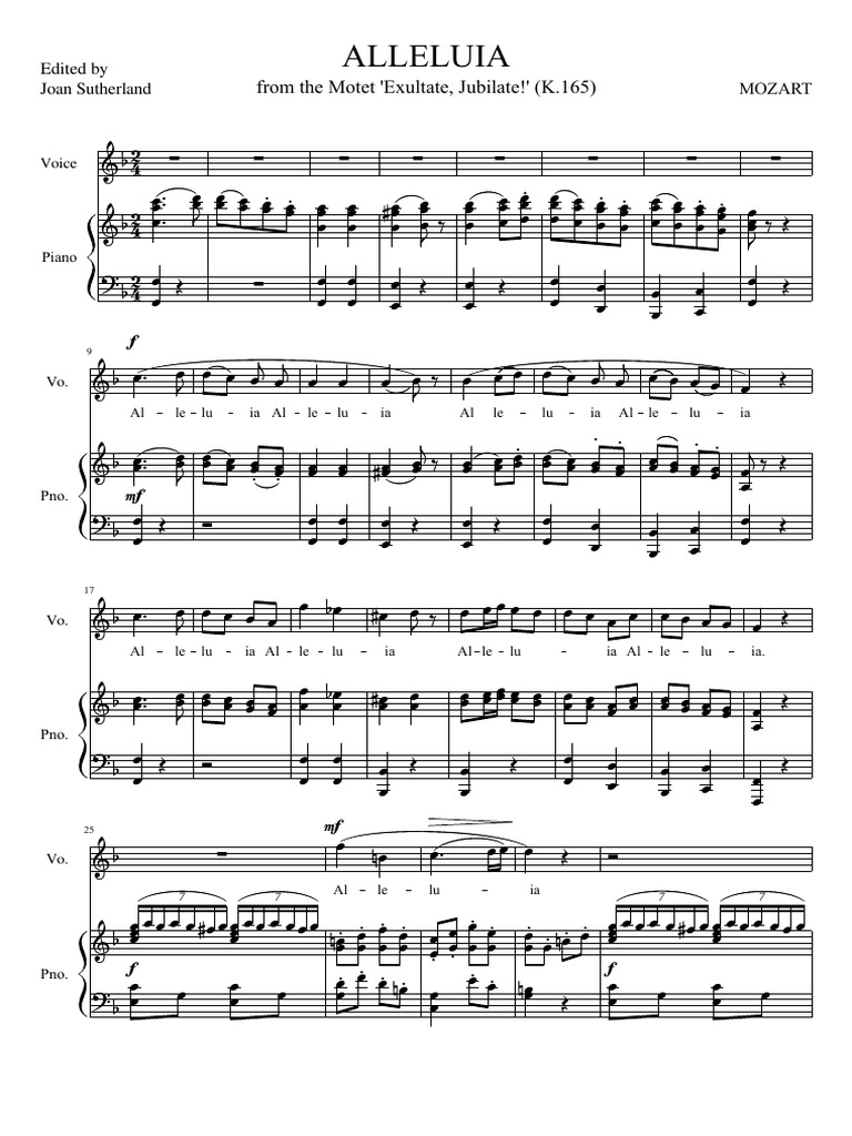 Mozart Alleluia From The Motet Exultate Jubilate K.165 | PDF