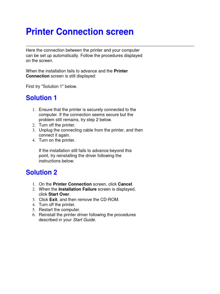 Troubleshooting Printer Connection Issues | PDF