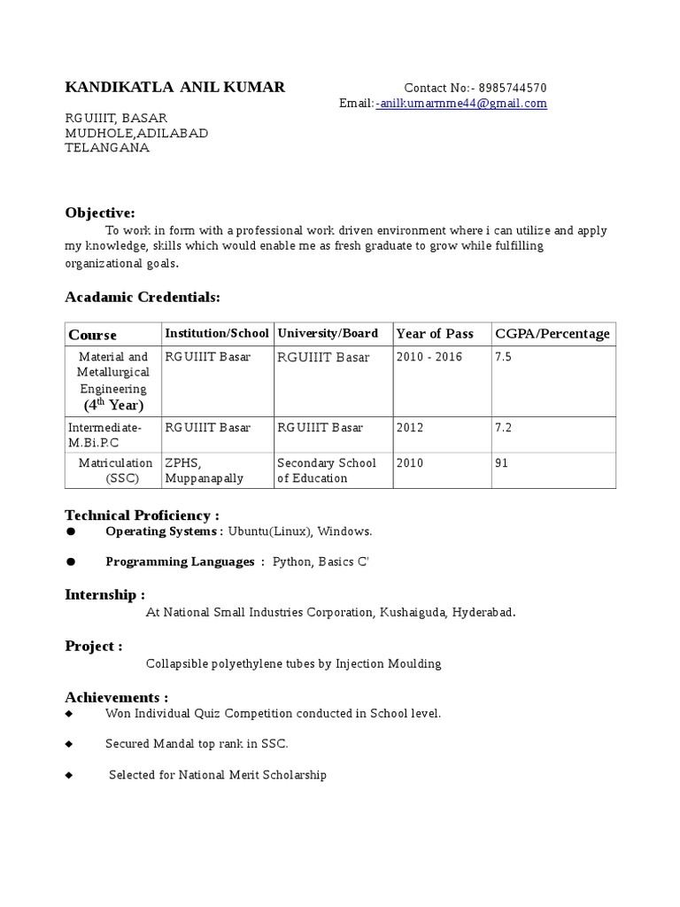 Anil Resume | PDF | Behavior Modification | Business