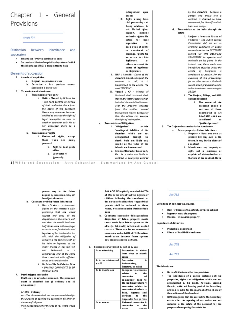 Wills and Succession Overview by Atty. Quebal | PDF | Will And ...