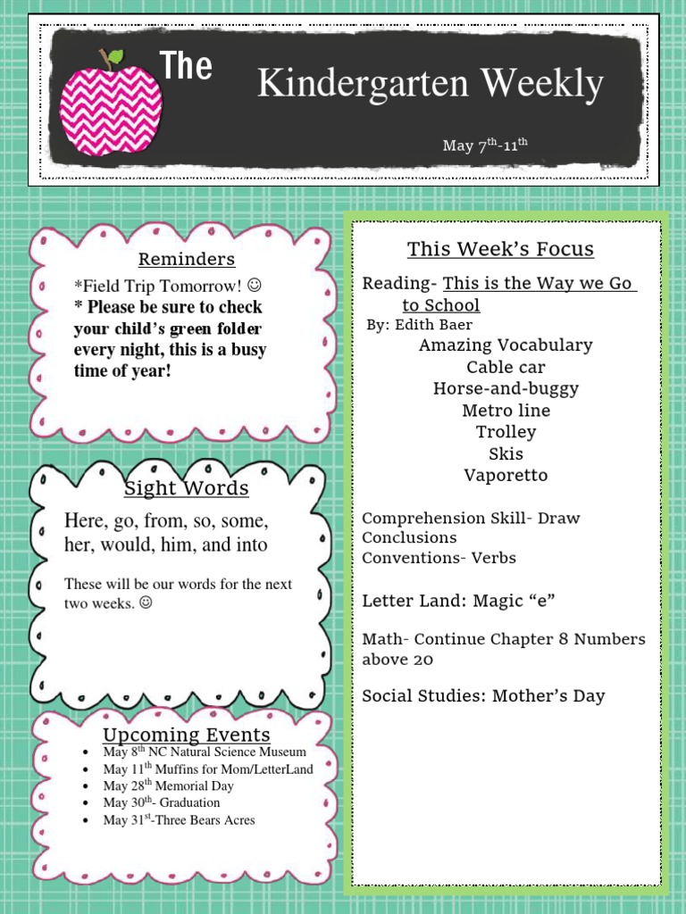Weekly Newsletter May 7th-11th | PDF
