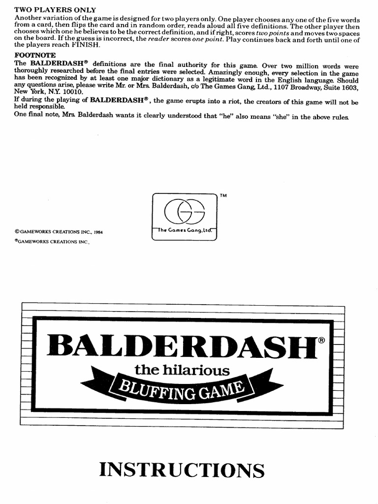 Balderdash Rules | PDF