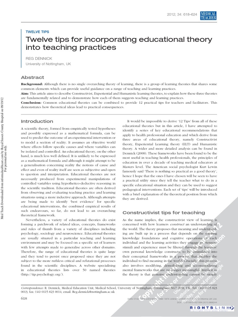 12 Tips for Effective Teaching Practices | PDF | Constructivism ...