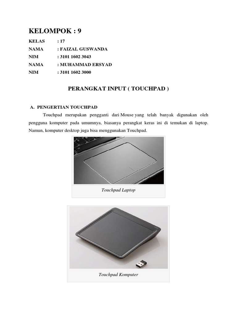 Perangkat Input (Touchpad) | PDF
