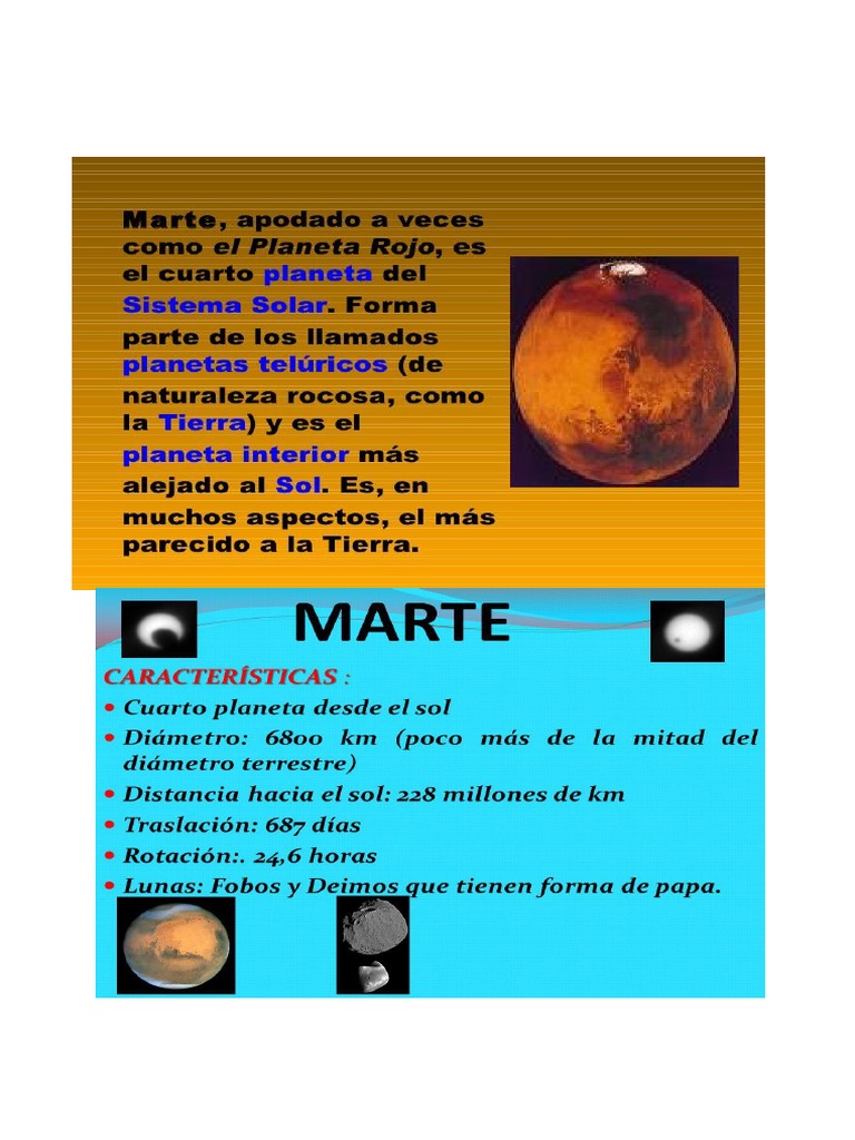Informacion Del Planeta Marte | PDF | Ciencia planetaria | Planetas