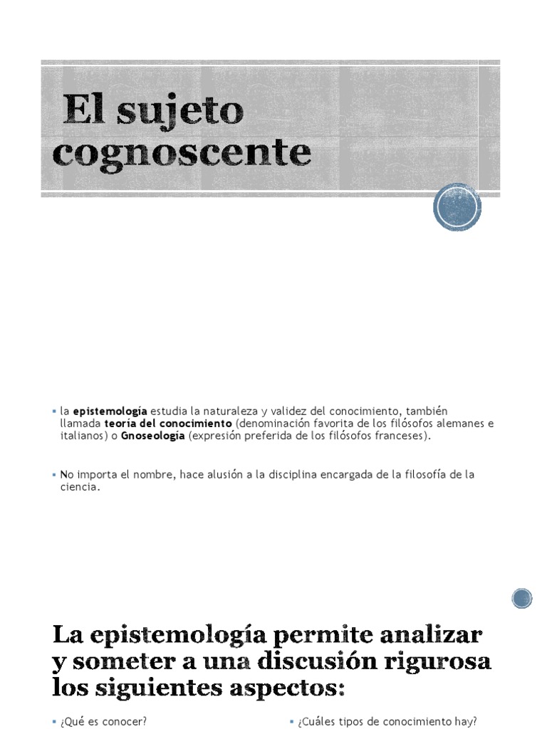 10el Sujeto Cognoscente | Descargar gratis PDF | Conocimiento ...