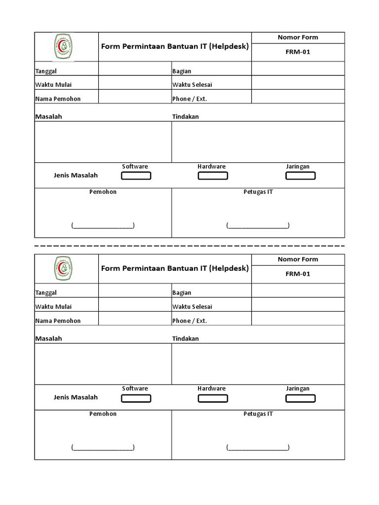 Form Permintaan Bantuan IT (Helpdesk) | PDF