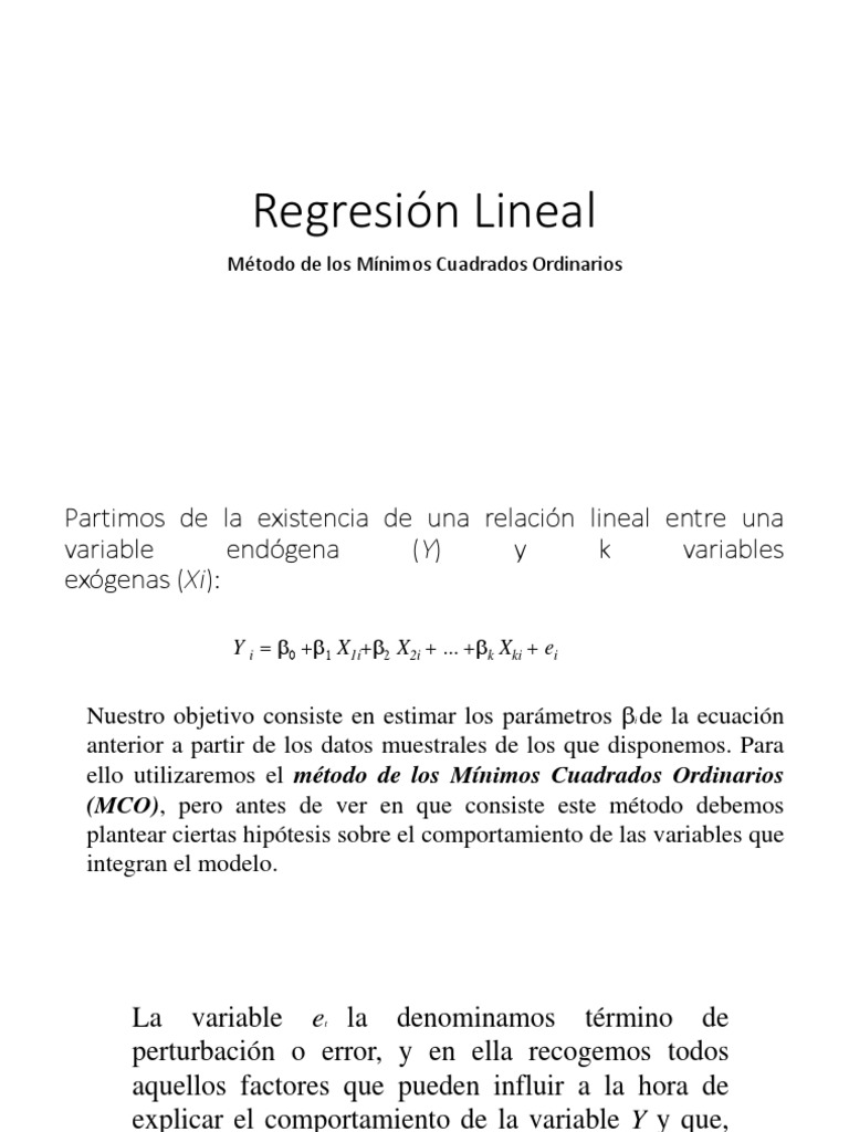Regresión Lineal | PDF | Mínimos cuadrados ordinarios | Econometría