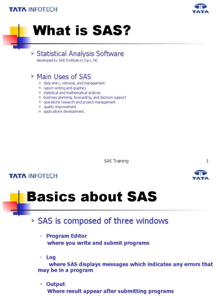 What Is Sas Statistical Analysis Software Main Uses Of Sas Pdf Parameter Computer 