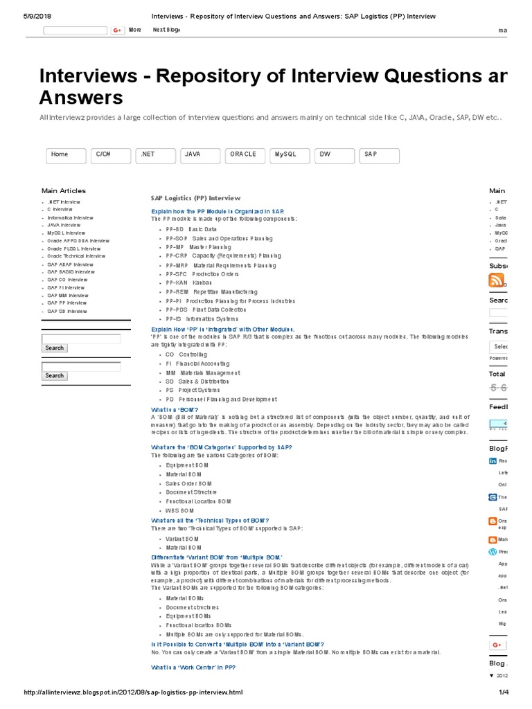 Interviews - Repository of Interview Questions and Answers - SAP ...