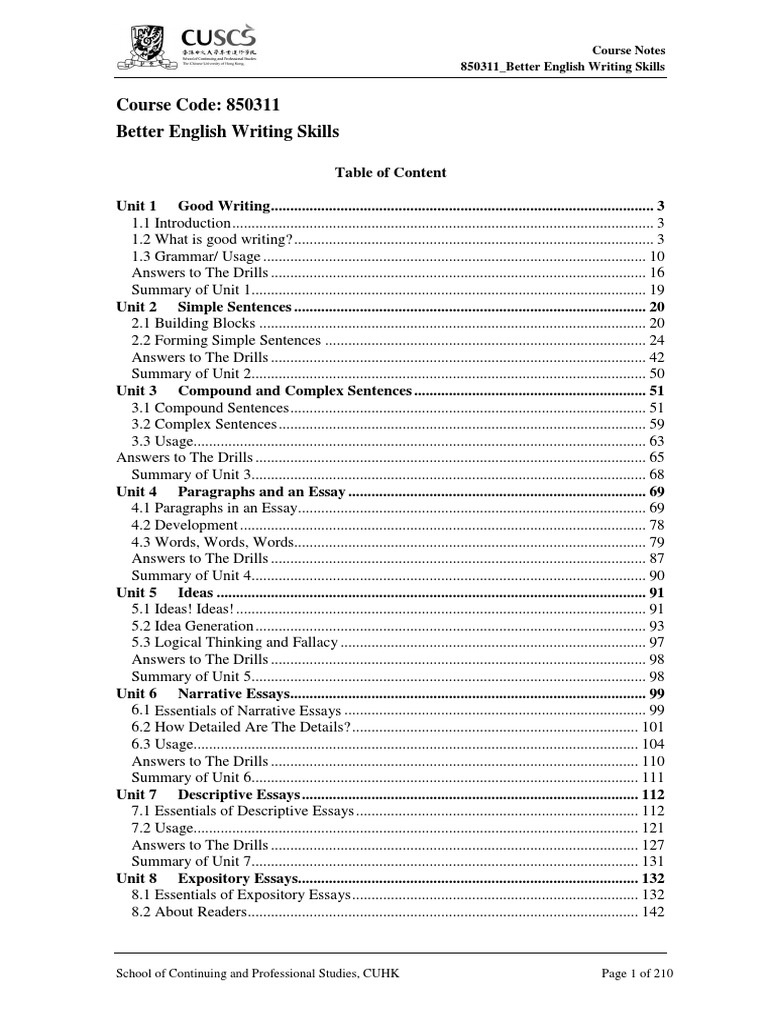 English Writing Skills | PDF | Verb | Essays