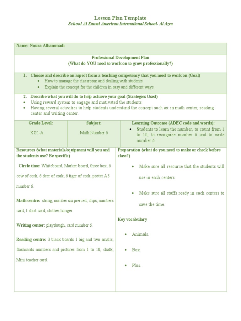 Math Number 6 Done | PDF | Lesson Plan | Classroom