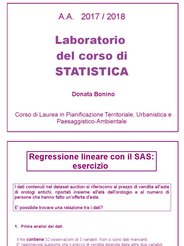 Labstat Ex Regressione PDF | PDF