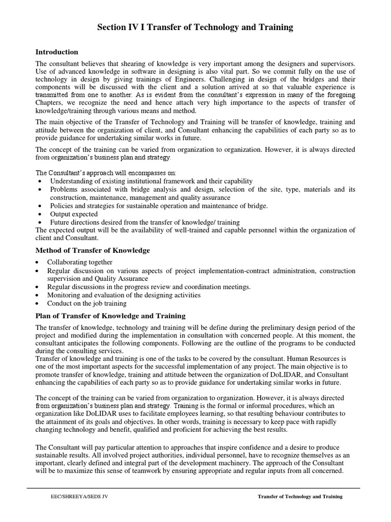 Transfer of Technology | PDF | Design | Consultant